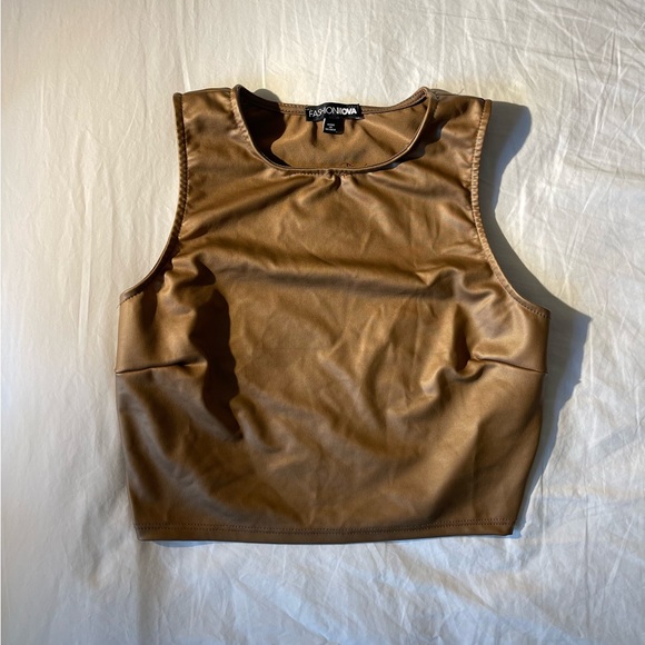 Tops | Fashion Nova Tan Leather Crop Top | Poshmark
